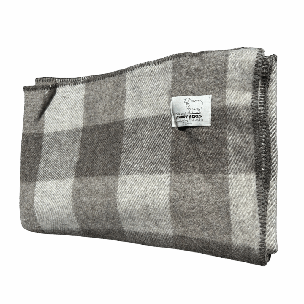 Dark Grey / Light Grey Checkered Wool Blanket - Ambry Acres | Homestead