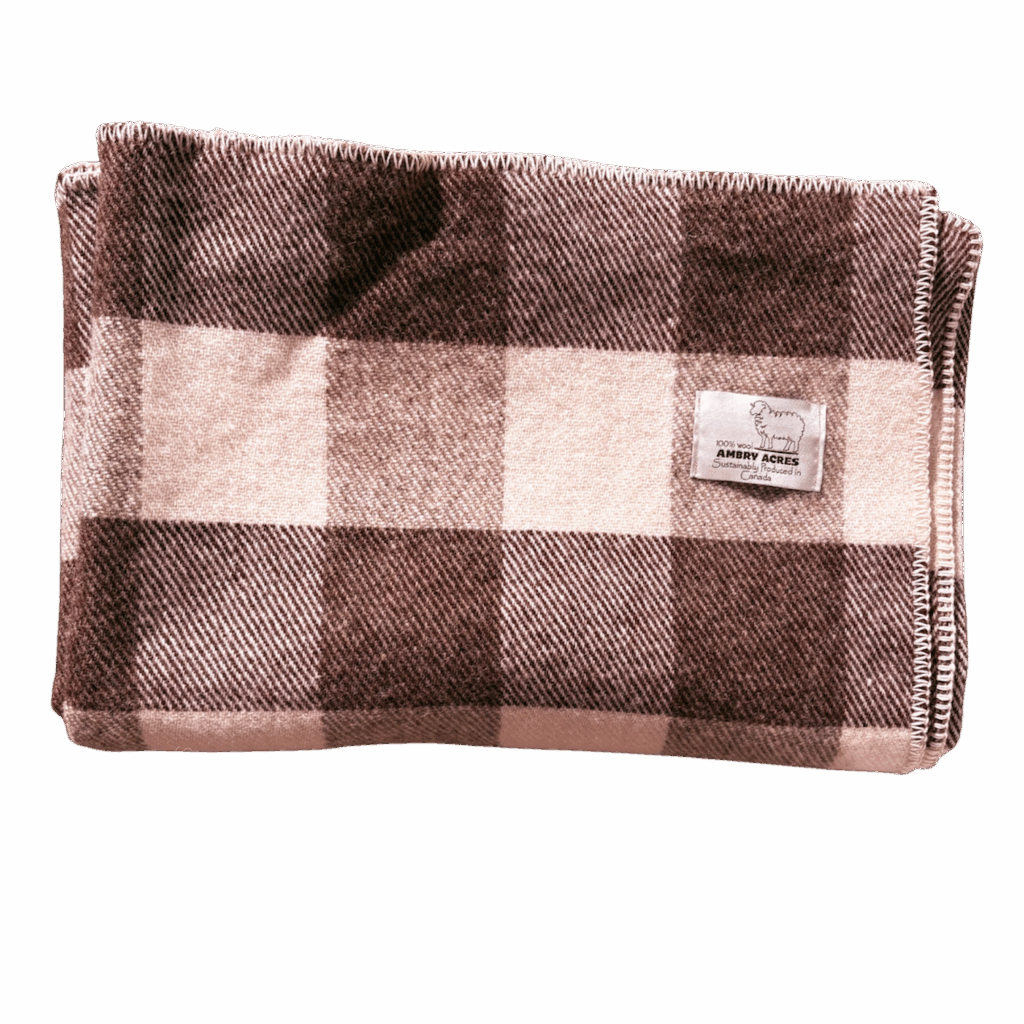 Chocolate & Natural White Checkered Wool Blanket - Ambry Acres | Homestead